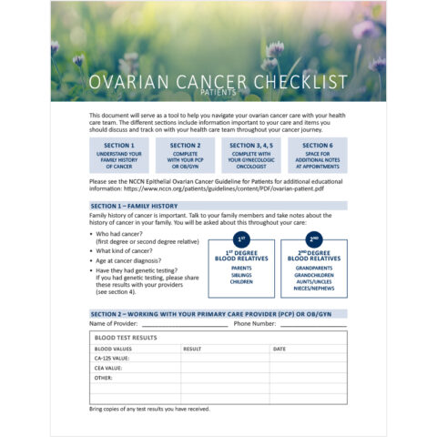 Ovarian Cancer Checklist for Patients - Michigan Oncology Quality ...