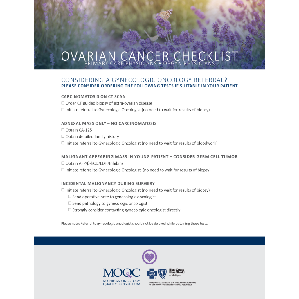 Ovarian Cancer Checklist for Physicians - Michigan Oncology Quality ...